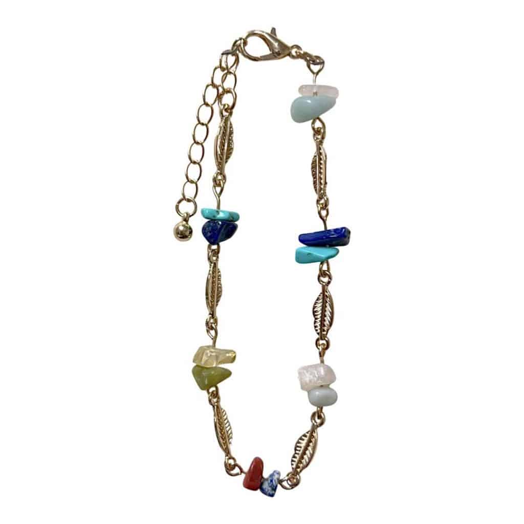 205094 Natural Stone and Gold-Tone Feather Bracelet | SHSales Jewellery ...