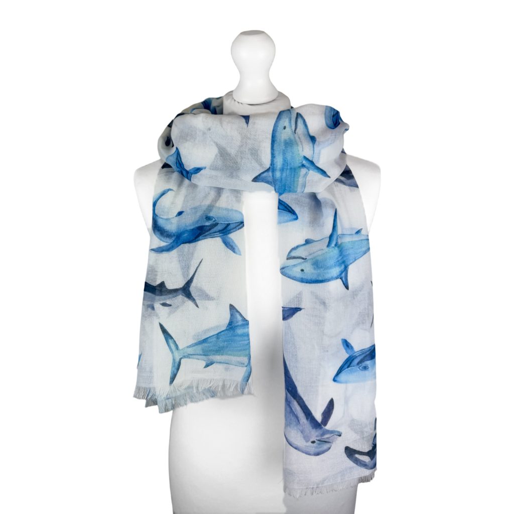 SHLP1180 Summer-Soft Dolphin, Whale & Shark Print Scarf (2 Assorted ...