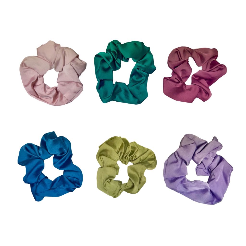 SH8830 Jewel-Tone Satin Fabric Scrunchies (6 Assorted Colours ...