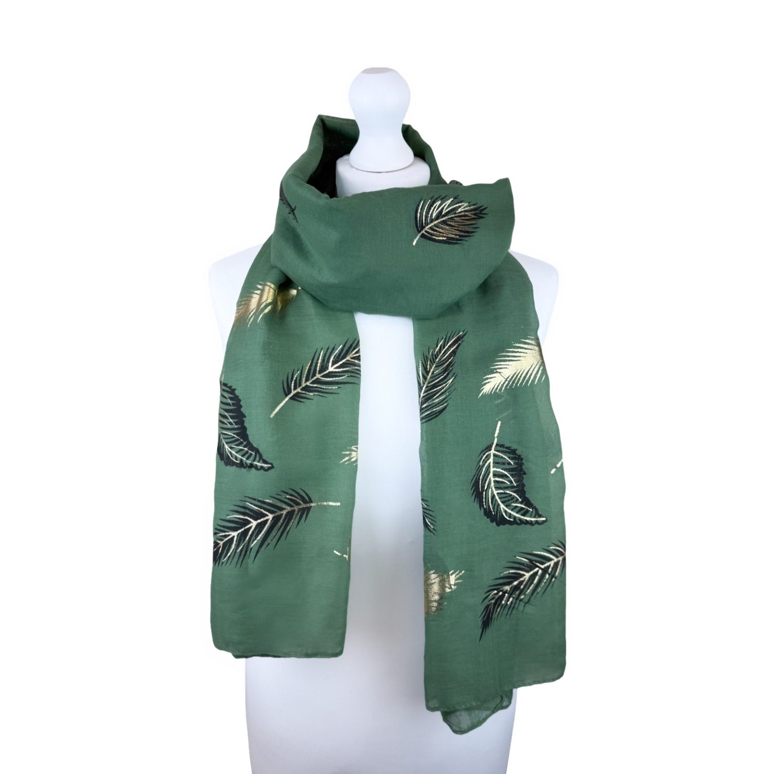 SHTR1360 Elegant Gold Foil Leaf Print Scarf (4 Assorted Colours ...