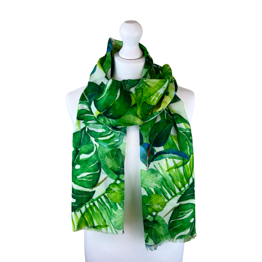 SHLP1617 Green Rainforest Leaf Print Scarf (Colour as shown) | SHSales ...